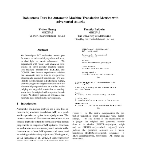 Robustness Tests For Automatic Machine Translation Metrics With Adversarial Attacks Acl Anthology