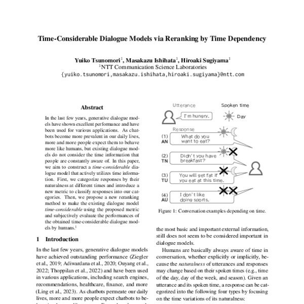 Time-Considerable Dialogue Models via Reranking by Time Dependency ...