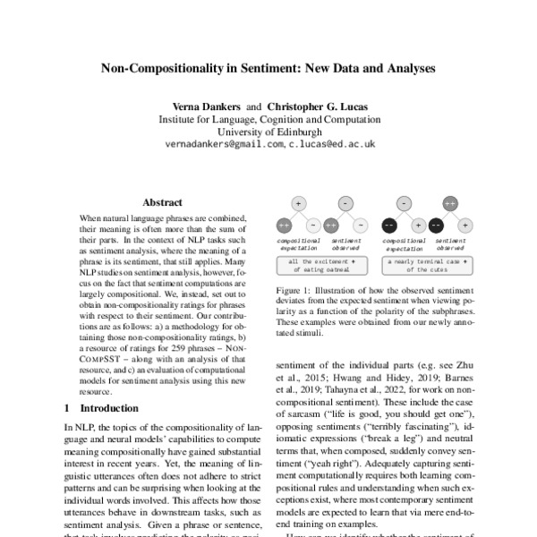 Non-Compositionality in Sentiment: New Data and Analyses - ACL Anthology