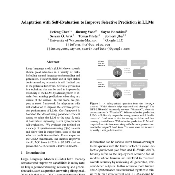 Adaptation with Self-Evaluation to Improve Selective Prediction in LLMs - ACL Anthology