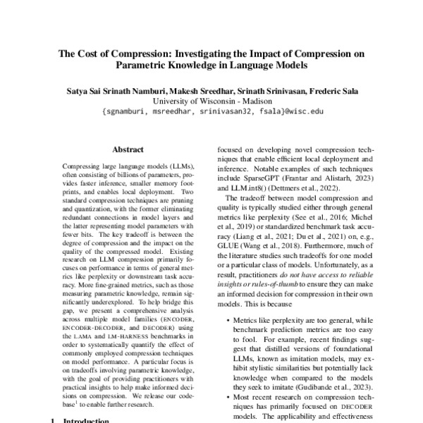 The Cost of Compression: Investigating the Impact of Compression on Parametric Knowledge in ...