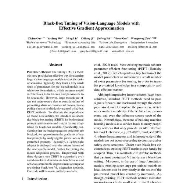 Black-Box Tuning of Vision-Language Models with Effective Gradient Approximation - ACL Anthology
