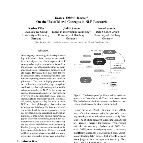 Values Ethics Morals On The Use Of Moral Concepts In Nlp Research