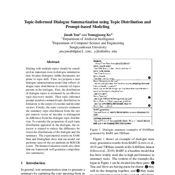 Topic Informed Dialogue Summarization Using Topic Distribution And Prompt Based Modeling Acl