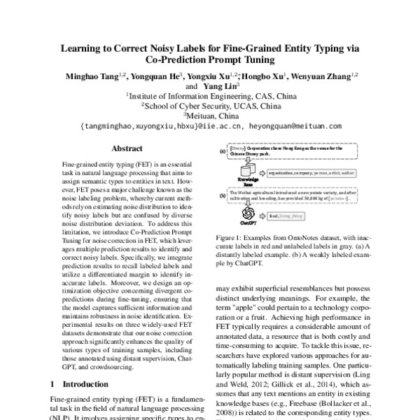 Learning to Correct Noisy Labels for Fine-Grained Entity Typing via Co-Prediction Prompt Tuning ...