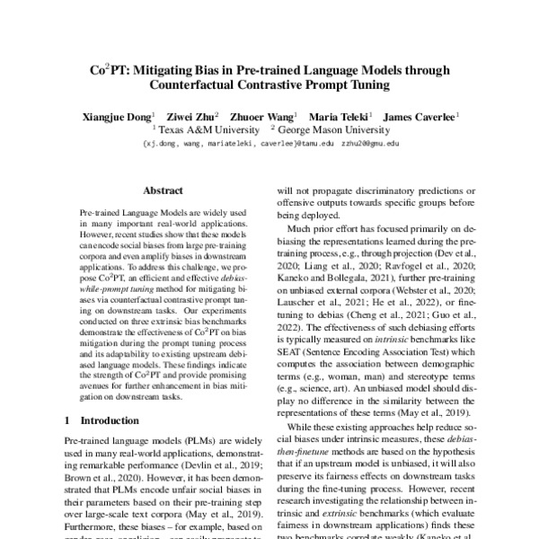 Co2PT: Mitigating Bias in Pre-trained Language Models through Counterfactual Contrastive Prompt ...