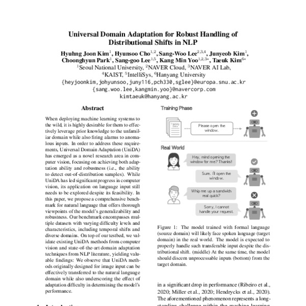Universal Domain Adaptation for Robust Handling of Distributional Shifts in NLP - ACL Anthology