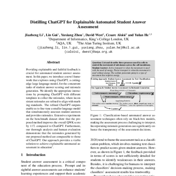 Distilling ChatGPT for Explainable Automated Student Answer Assessment - ACL Anthology