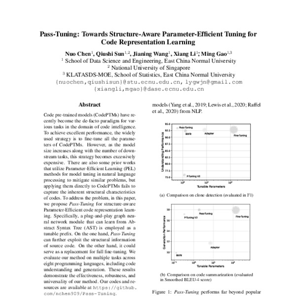 Pass Tuning Towards Structure Aware Parameter Efficient Tuning For