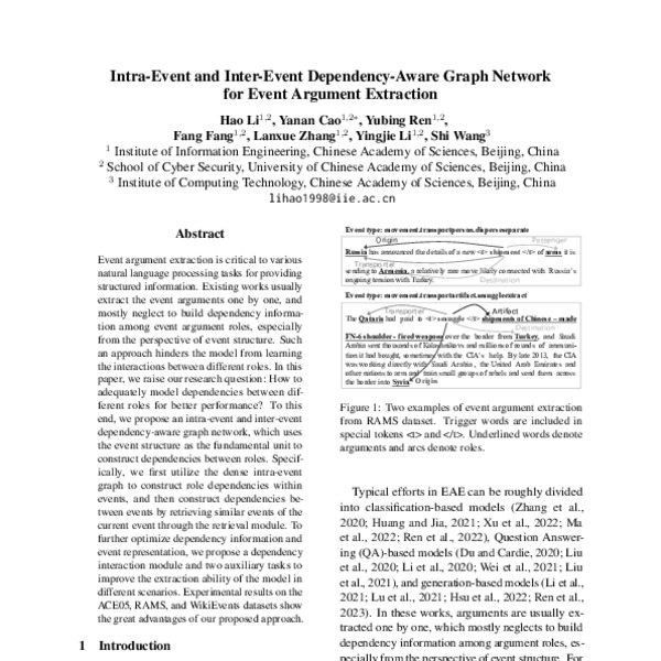Intra Event And Inter Event Dependency Aware Graph Network For Event