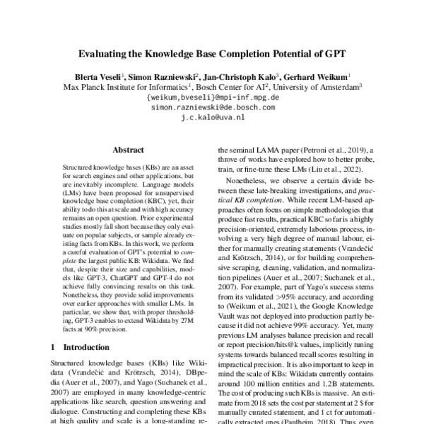 Evaluating the Knowledge Base Completion Potential of GPT - ACL Anthology