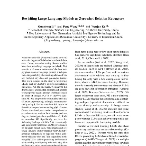 Revisiting Large Language Models As Zero Shot Relation Extractors Acl Anthology