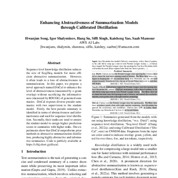 Enhancing Abstractiveness of Summarization Models through Calibrated Distillation - ACL Anthology