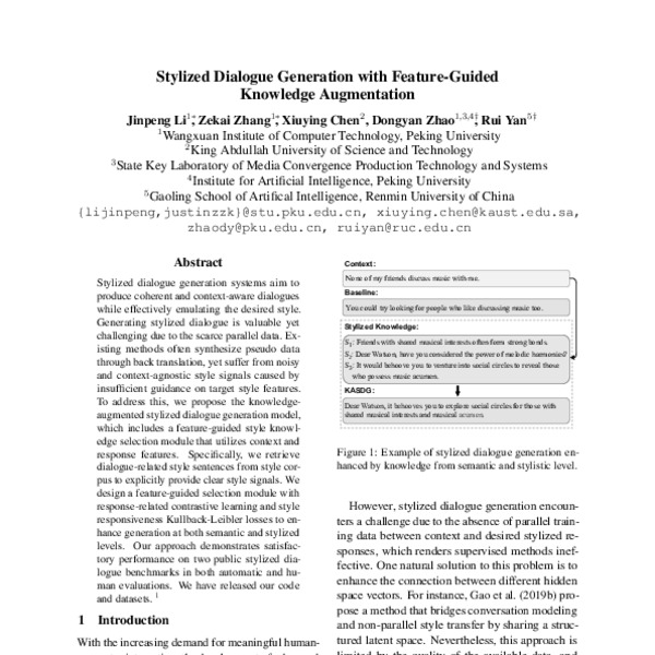 Stylized Dialogue Generation with Feature-Guided Knowledge Augmentation - ACL Anthology