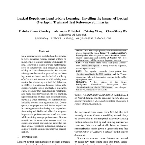 Lexical Repetitions Lead to Rote Learning: Unveiling the Impact of Lexical Overlap in Train and ...