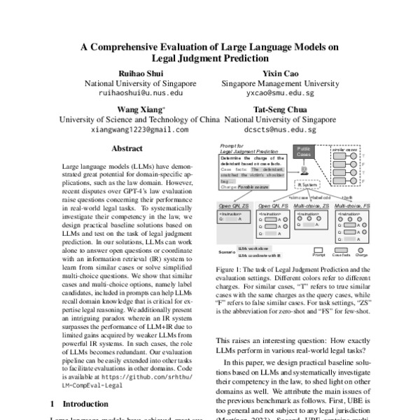 A Comprehensive Evaluation of Large Language Models on Legal Judgment Prediction - ACL Anthology