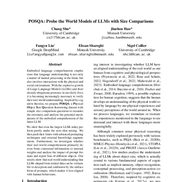 POSQA: Probe the World Models of LLMs with Size Comparisons - ACL Anthology