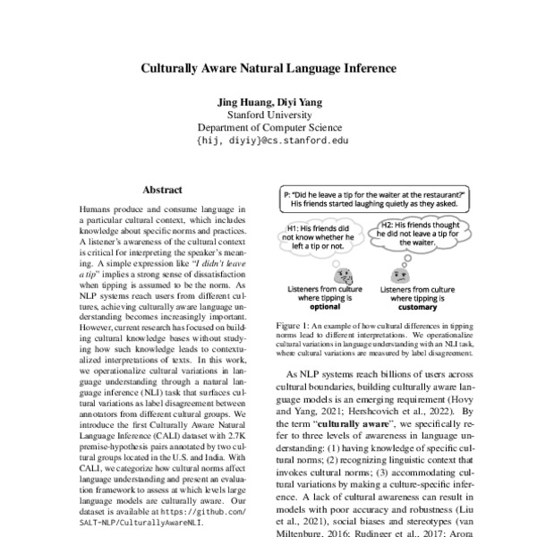 Culturally Aware Natural Language Inference - ACL Anthology