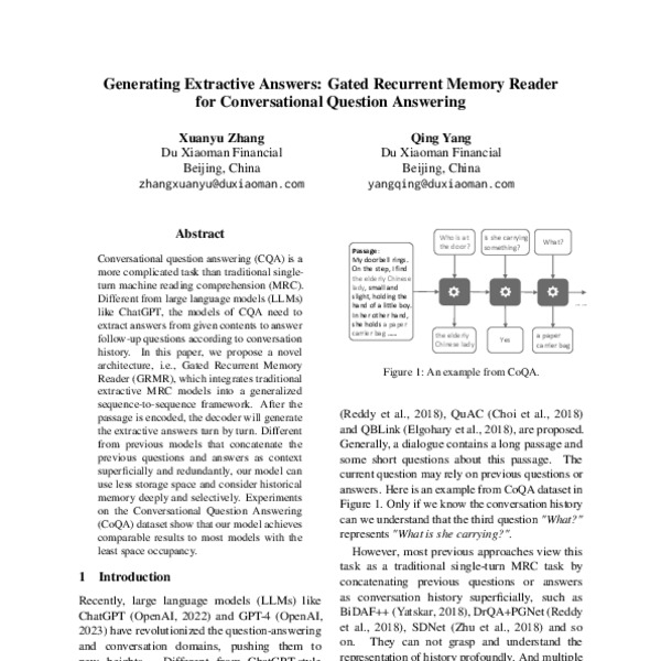 Generating Extractive Answers Gated Recurrent Memory Reader For