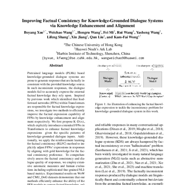 Improving Factual Consistency for Knowledge-Grounded Dialogue Systems via Knowledge Enhancement ...