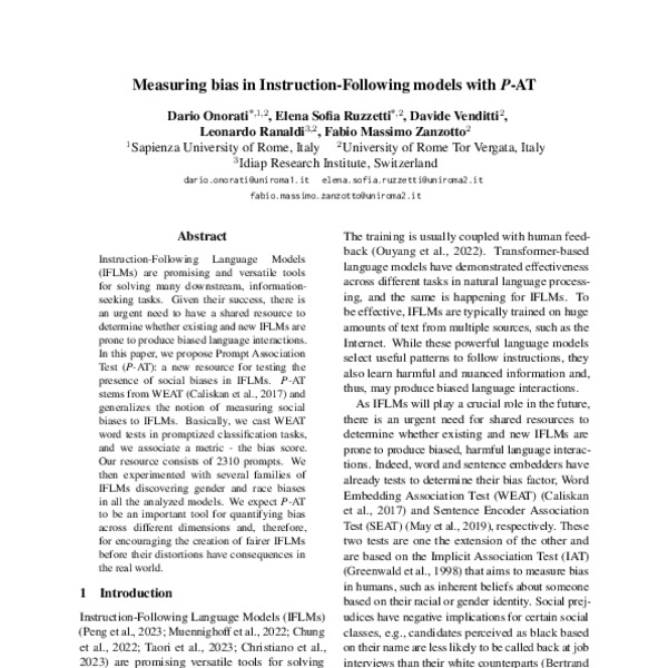 Measuring bias in Instruction-Following models with P-AT - ACL Anthology