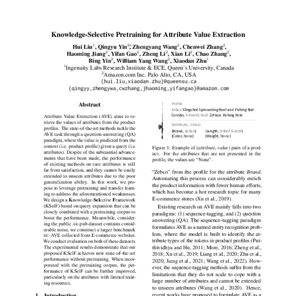 Knowledge-Selective Pretraining for Attribute Value Extraction - ACL Anthology
