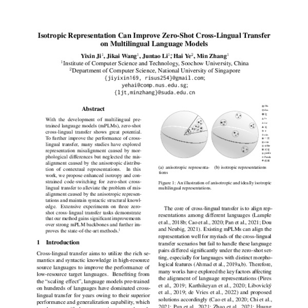 Isotropic Representation Can Improve Zero-Shot Cross-Lingual Transfer on Multilingual Language ...