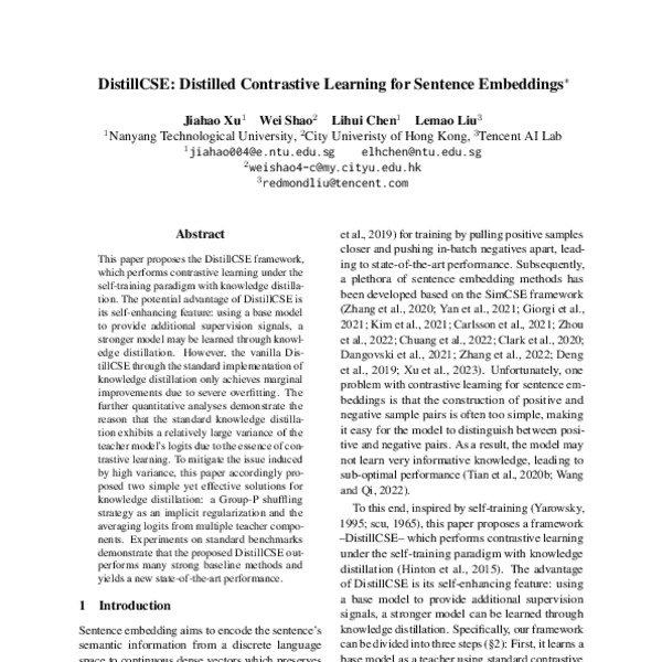 DistillCSE: Distilled Contrastive Learning for Sentence Embeddings ...