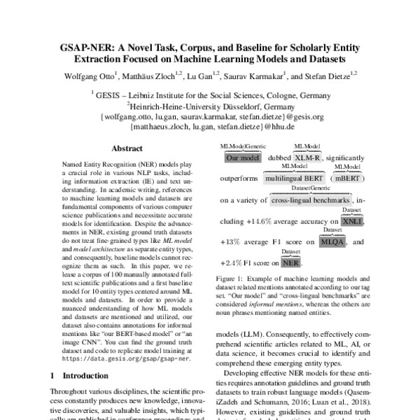 GSAP-NER: A Novel Task, Corpus, and Baseline for Scholarly Entity ...