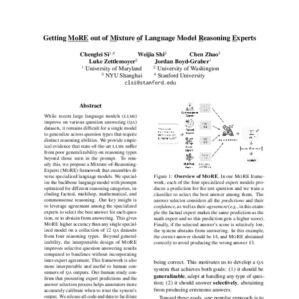 Getting MoRE out of Mixture of Language Model Reasoning Experts - ACL Anthology