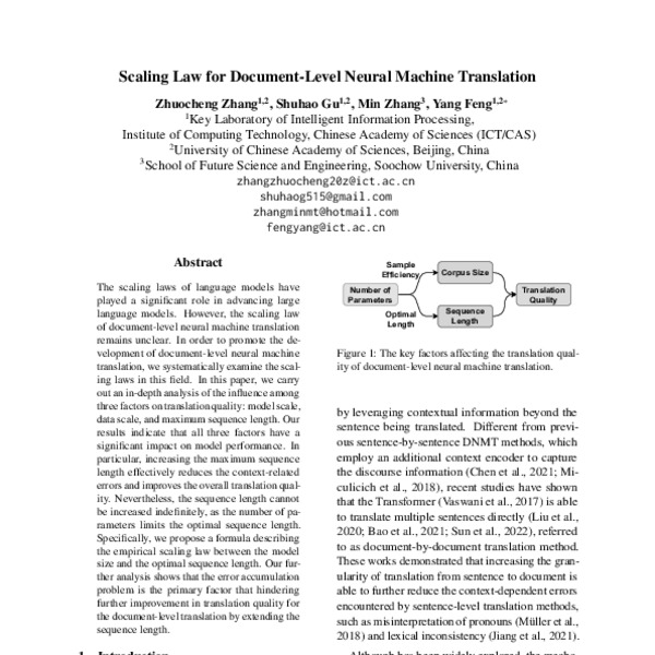 Scaling Law for Document Neural Machine Translation - ACL Anthology