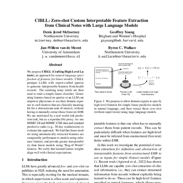 CHiLL: Zero-shot Custom Interpretable Feature Extraction from Clinical ...