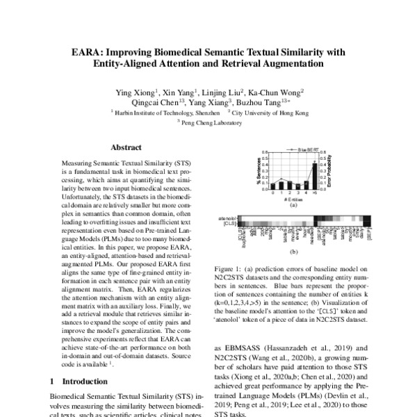 EARA: Improving Biomedical Semantic Textual Similarity with Entity-Aligned Attention and ...
