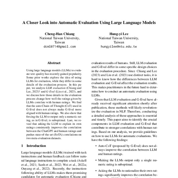 A Closer Look Into Using Large Language Models For Automatic Evaluation