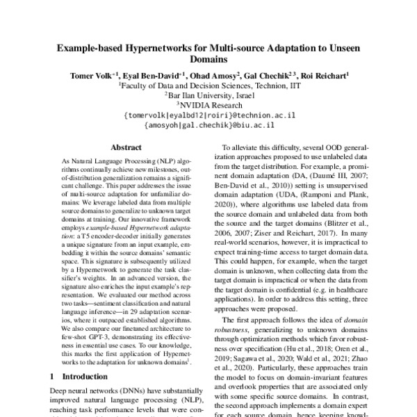 Example Based Hypernetworks For Multi Source Adaptation To Unseen Domains Acl Anthology