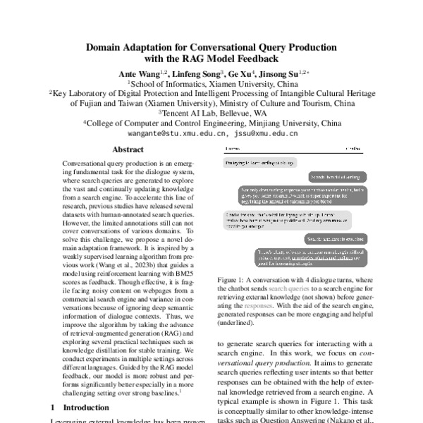 Domain Adaptation for Conversational Query Production with the RAG Model Feedback - ACL Anthology
