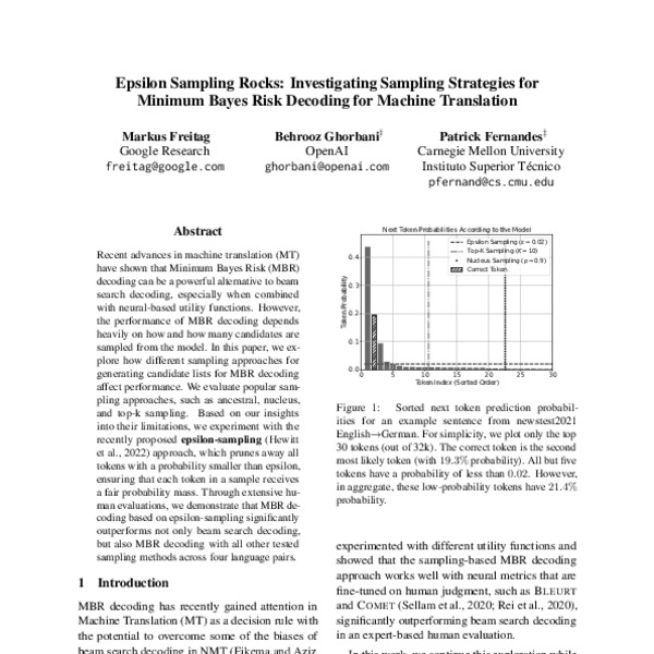 Epsilon Sampling Rocks: Investigating Sampling Strategies for Minimum Bayes Risk Decoding for ...
