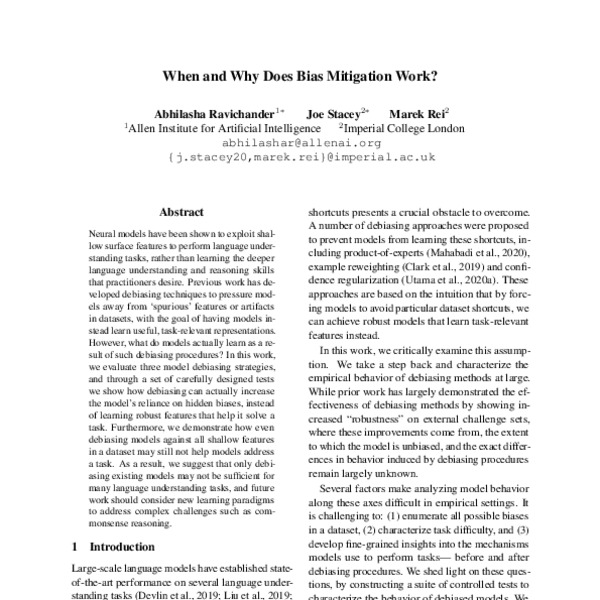 When and Why Does Bias Mitigation Work? - ACL Anthology