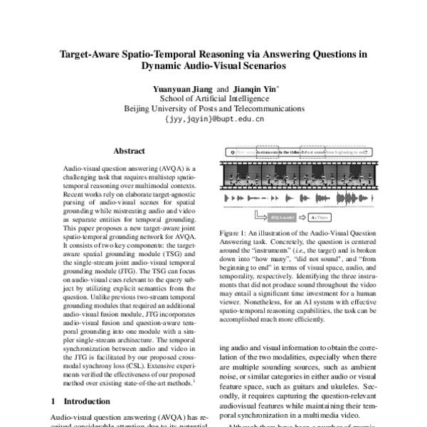 Target-Aware Spatio-Temporal Reasoning via Answering Questions in Dynamic Audio-Visual Scenarios ...