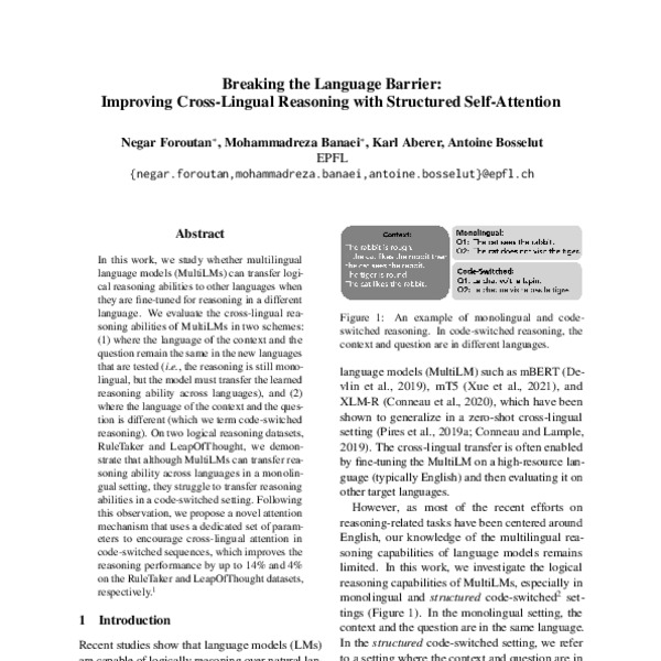 Breaking the Language Barrier: Improving Cross-Lingual Reasoning with Structured Self-Attention ...