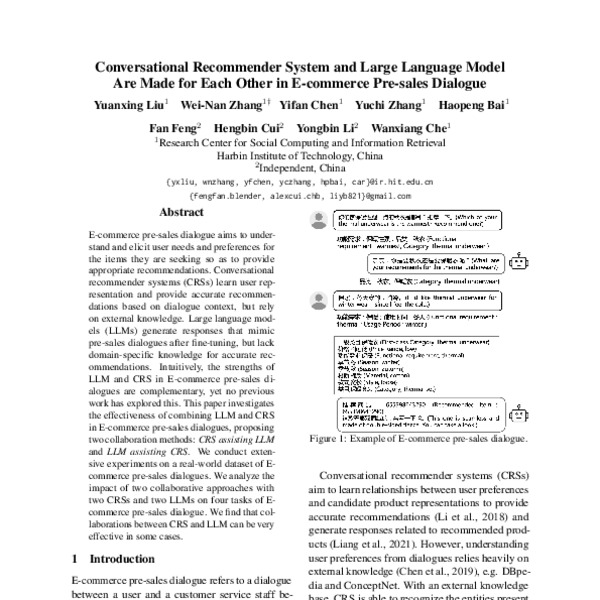 Conversational Recommender System and Large Language Model Are Made for Each Other in E-commerce ...