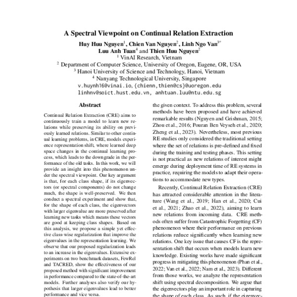 A Spectral Viewpoint on Continual Relation Extraction - ACL Anthology