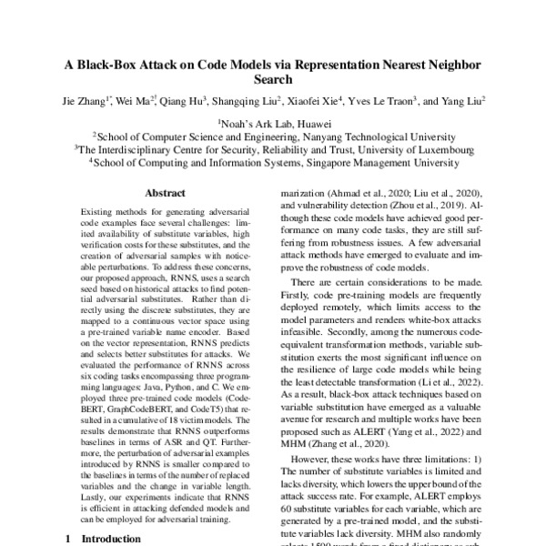 A Black-Box Attack on Code Models via Representation Nearest Neighbor Search - ACL Anthology