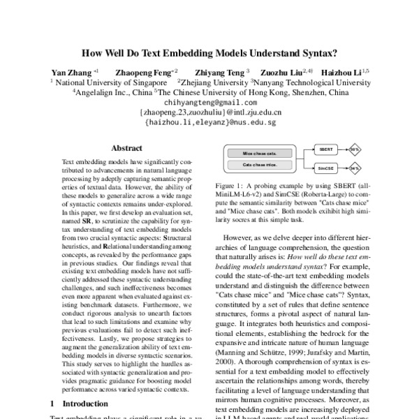 How Well Do Text Embedding Models Understand Syntax? - ACL Anthology