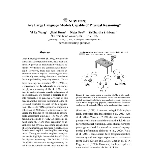 NEWTON: Are Large Language Models Capable of Physical Reasoning? - ACL Anthology