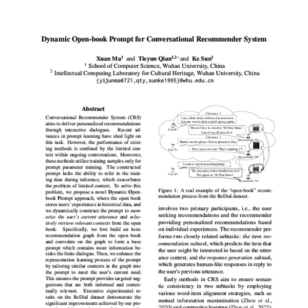 Dynamic Open-book Prompt for Conversational Recommender System - ACL Anthology
