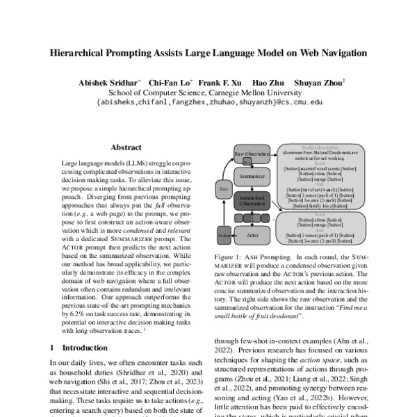 Hierarchical Prompting Assists Large Language Model on Web Navigation - ACL Anthology