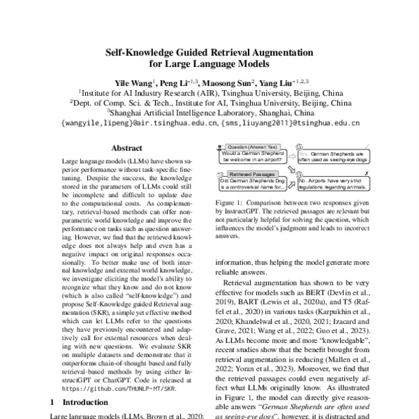Self Knowledge Guided Retrieval Augmentation For Large Language Models Acl Anthology