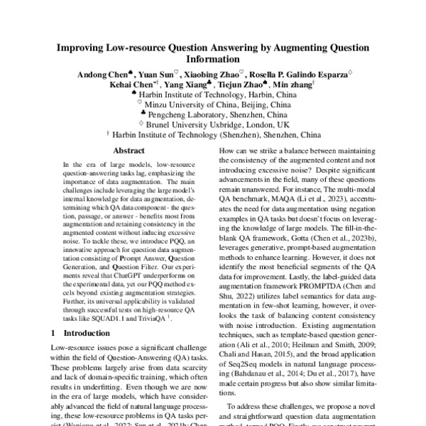 Improving Low-resource Question Answering by Augmenting Question Information - ACL Anthology