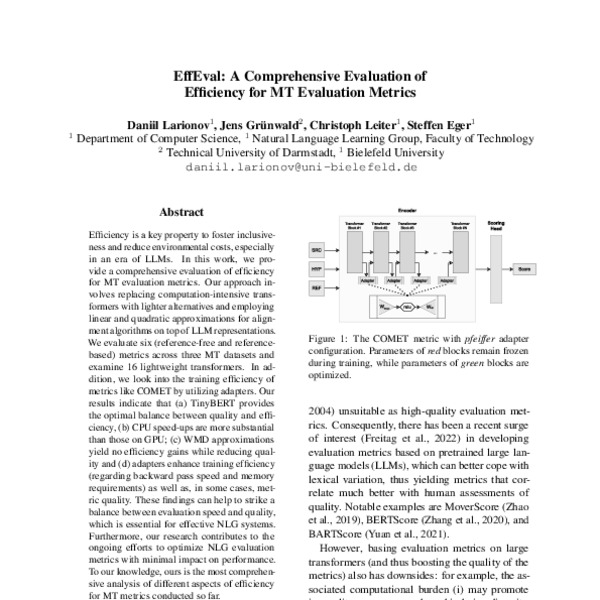 EffEval: A Comprehensive Evaluation of Efficiency for MT Evaluation ...